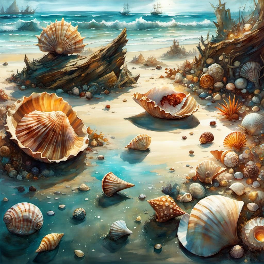 Beach treasures - AI Generated Artwork - NightCafe Creator