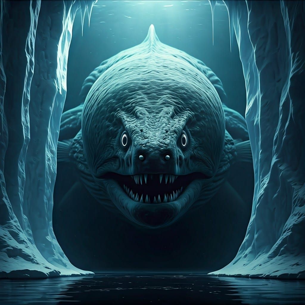 Ancient ice age era Frozen terror portrait showcasing a gargantuan size ...
