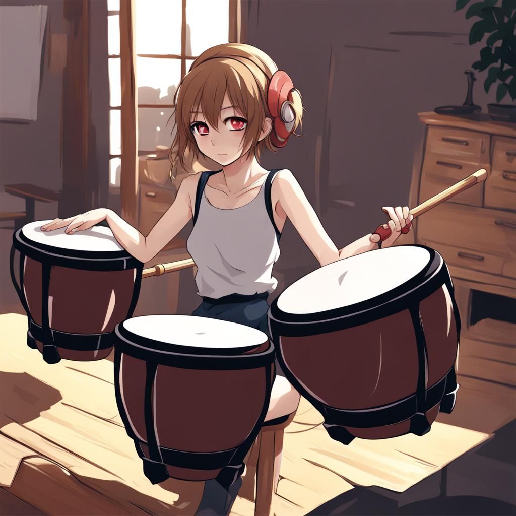 girl playing the bongos - AI Generated Artwork - NightCafe Creator