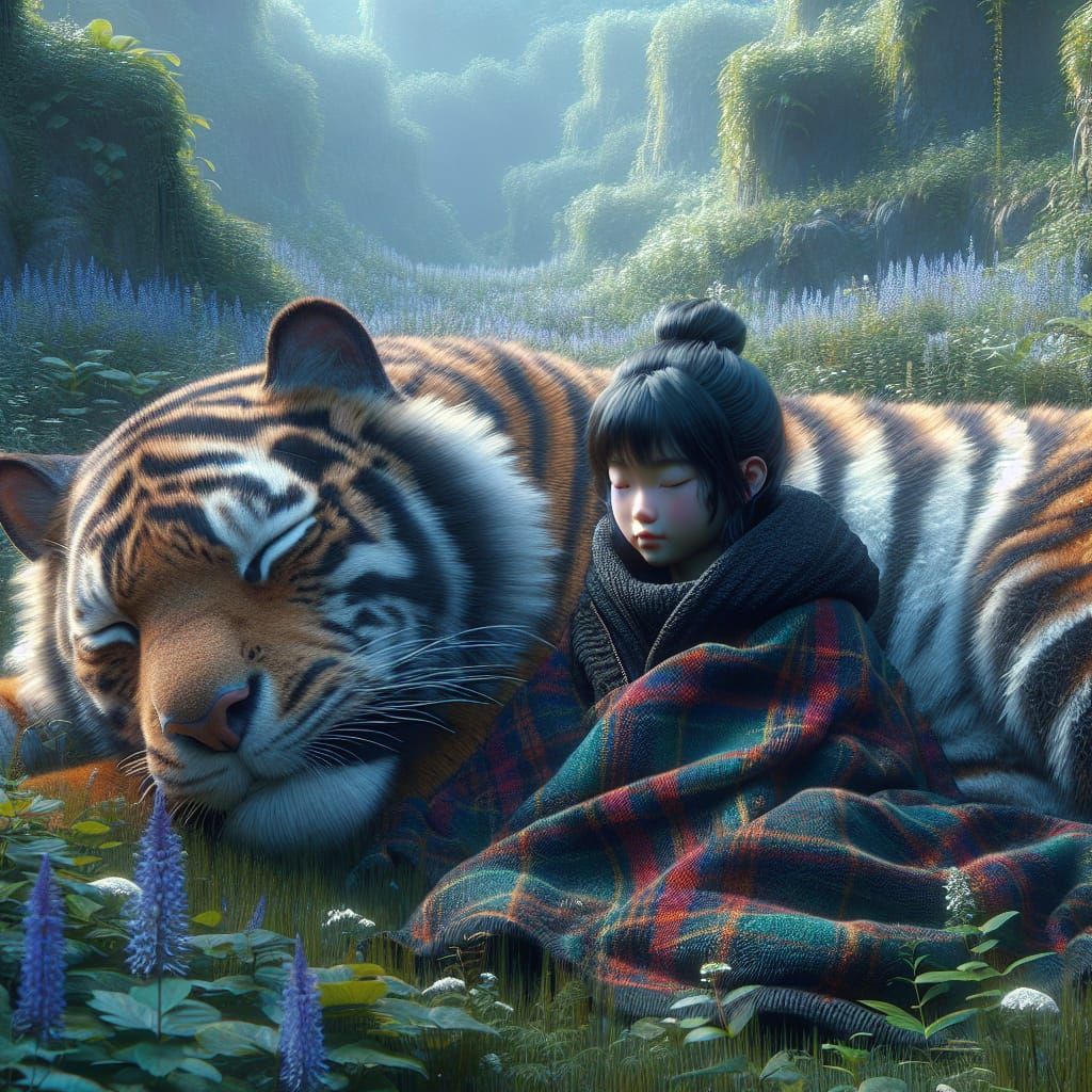 Her Guardian Tiger Daemon - AI Generated Artwork - NightCafe Creator