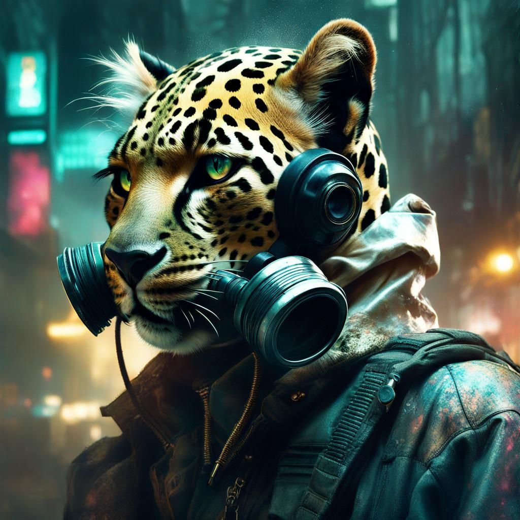 Cyber-Hazard Leopard #3 - AI Generated Artwork - NightCafe Creator