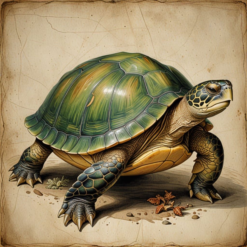 Artistic renaissance turtle