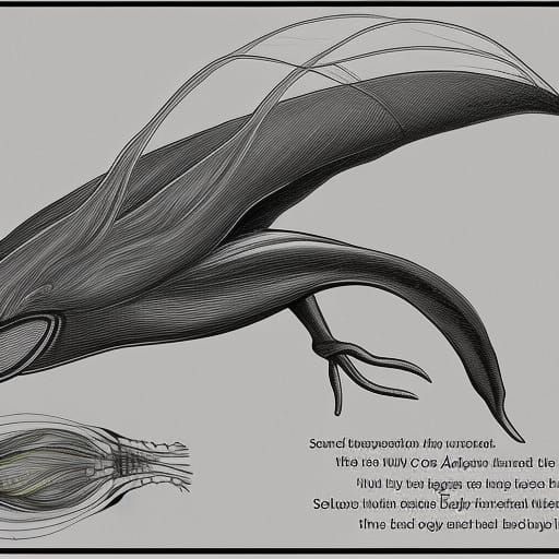 Alien winged whale creature with two prehensile tongues, a pair of ...