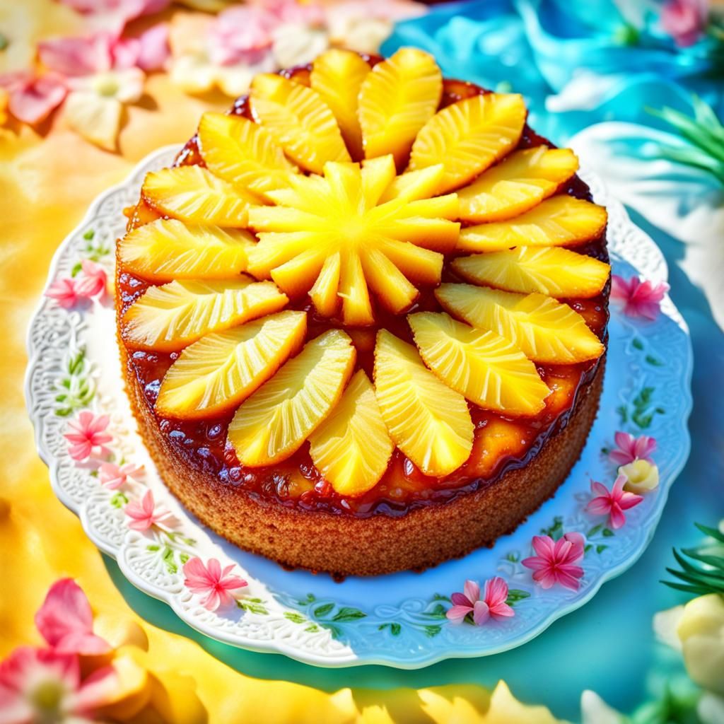 Upside Down Pineapple Cake - AI Generated Artwork - NightCafe Creator