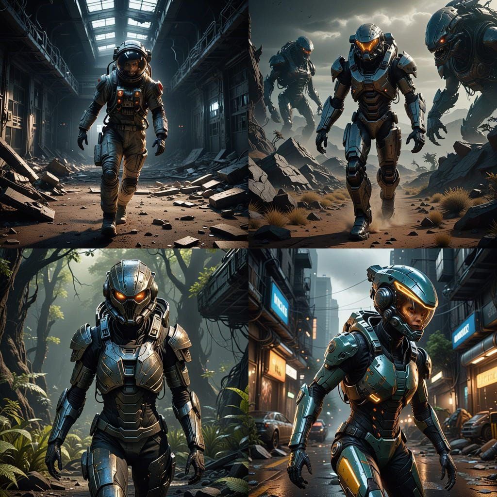 Epic Alien Chase in 8K Cinematic Style - AI Art