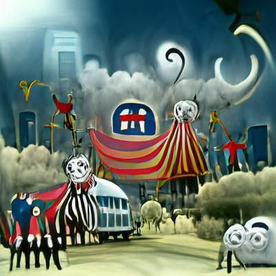 the GOP circus is in town! Paint it in a comic style combining Tim ...