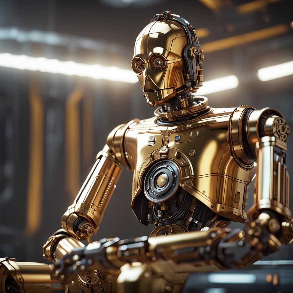 C3PO working on himself - AI Generated Artwork - NightCafe Creator