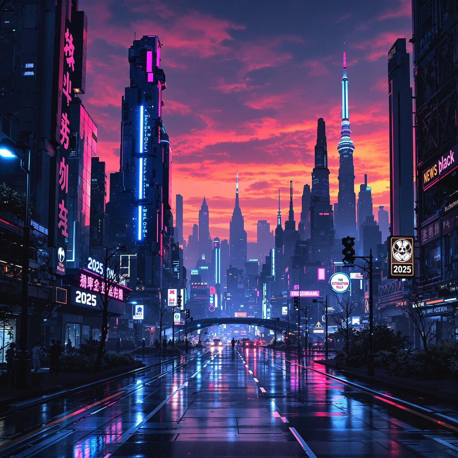 2025 - Futuristic Cityscape in 2025 Dystopian Futurism Style