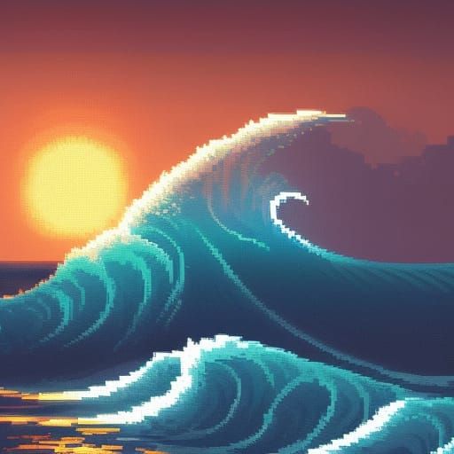 Pixel Wave - AI Generated Artwork - NightCafe Creator