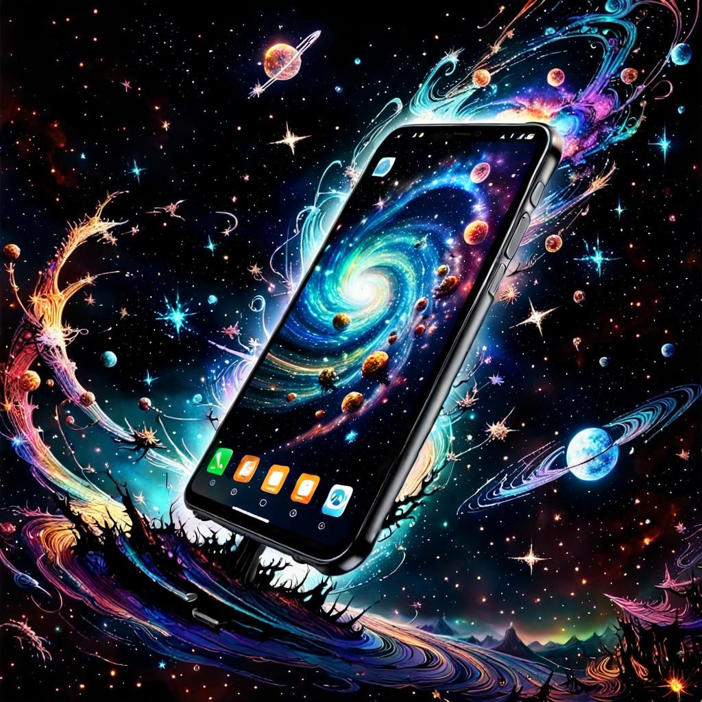 Phone in space - AI Generated Artwork - NightCafe Creator