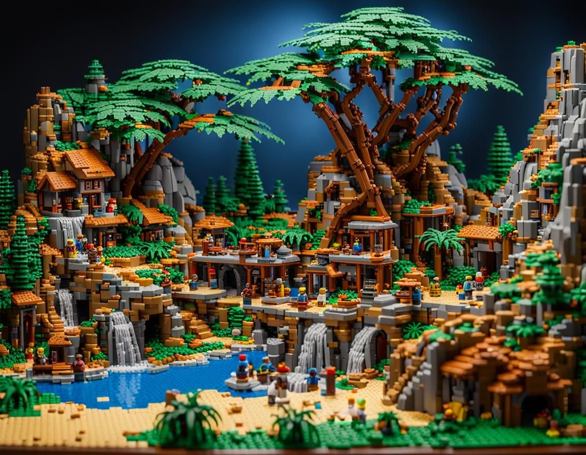 Lego rainforest village - Intricate Lego Prehistoric Landsca...