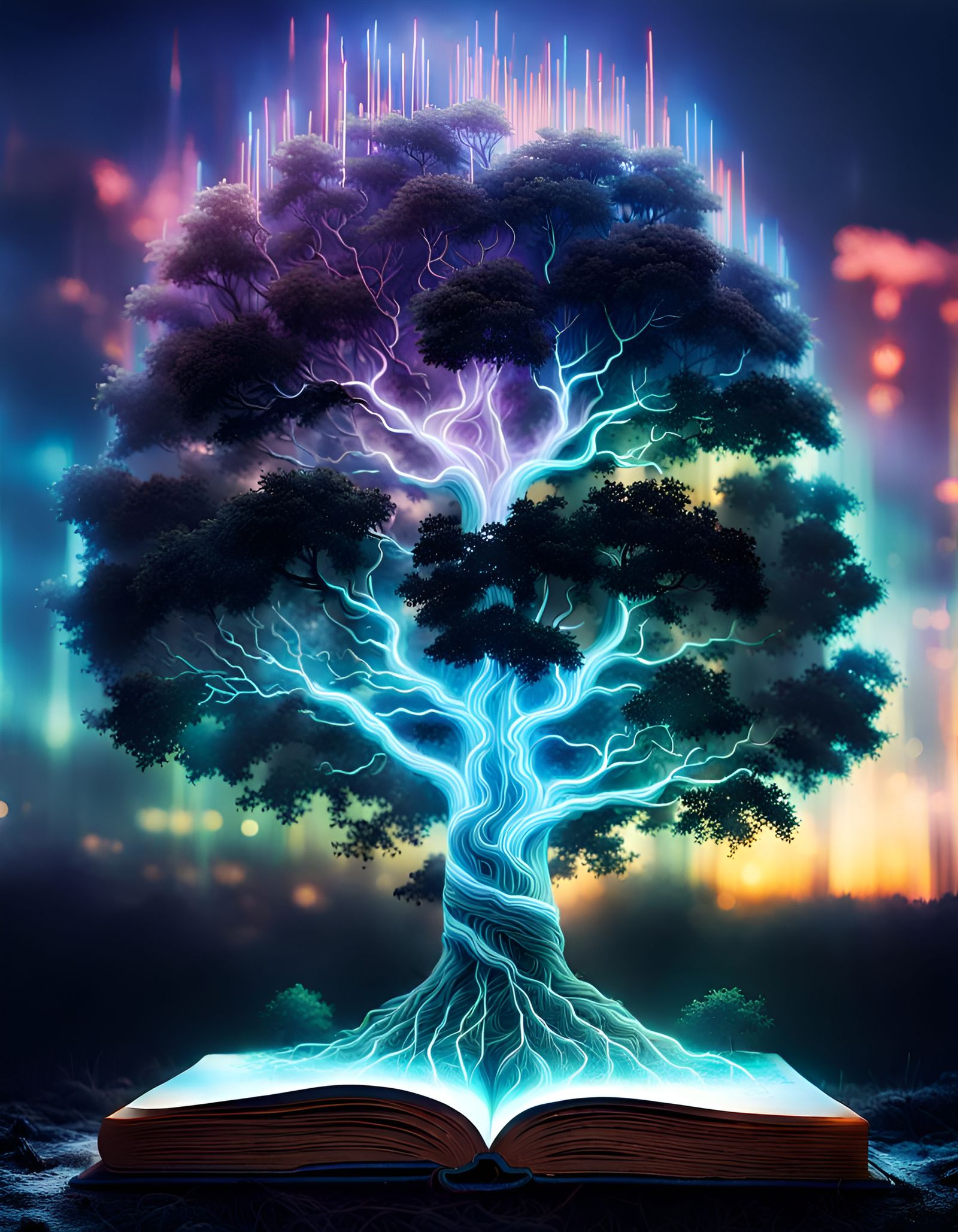 Cyber tree book - AI Generated Artwork - NightCafe Creator