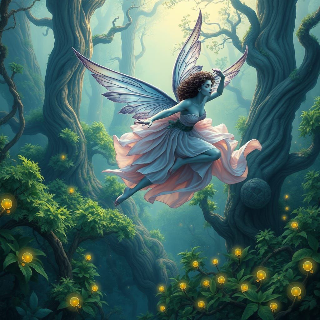 Stunning Iridescent Avian Goddess Soars Over Whims... - AI Art