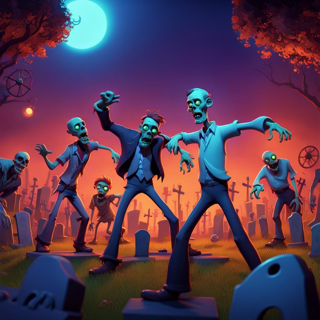 Graveyard Zombie Dance Off - AI Generated Artwork - NightCafe Creator