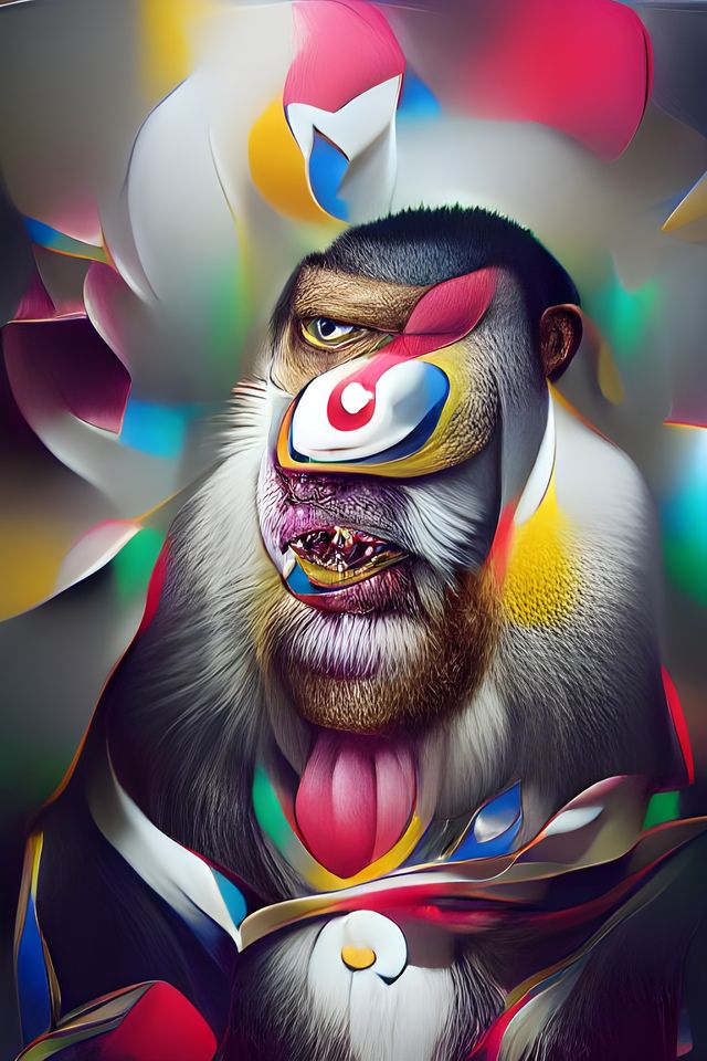 Portrait of a mandrill By Takashi Murakami - AI Generated Artwork - NightCafe Creator