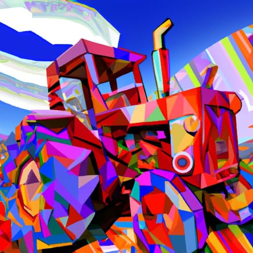 magic tractor - Psychedelic Cubist Tractor Amidst a Vibrant ...