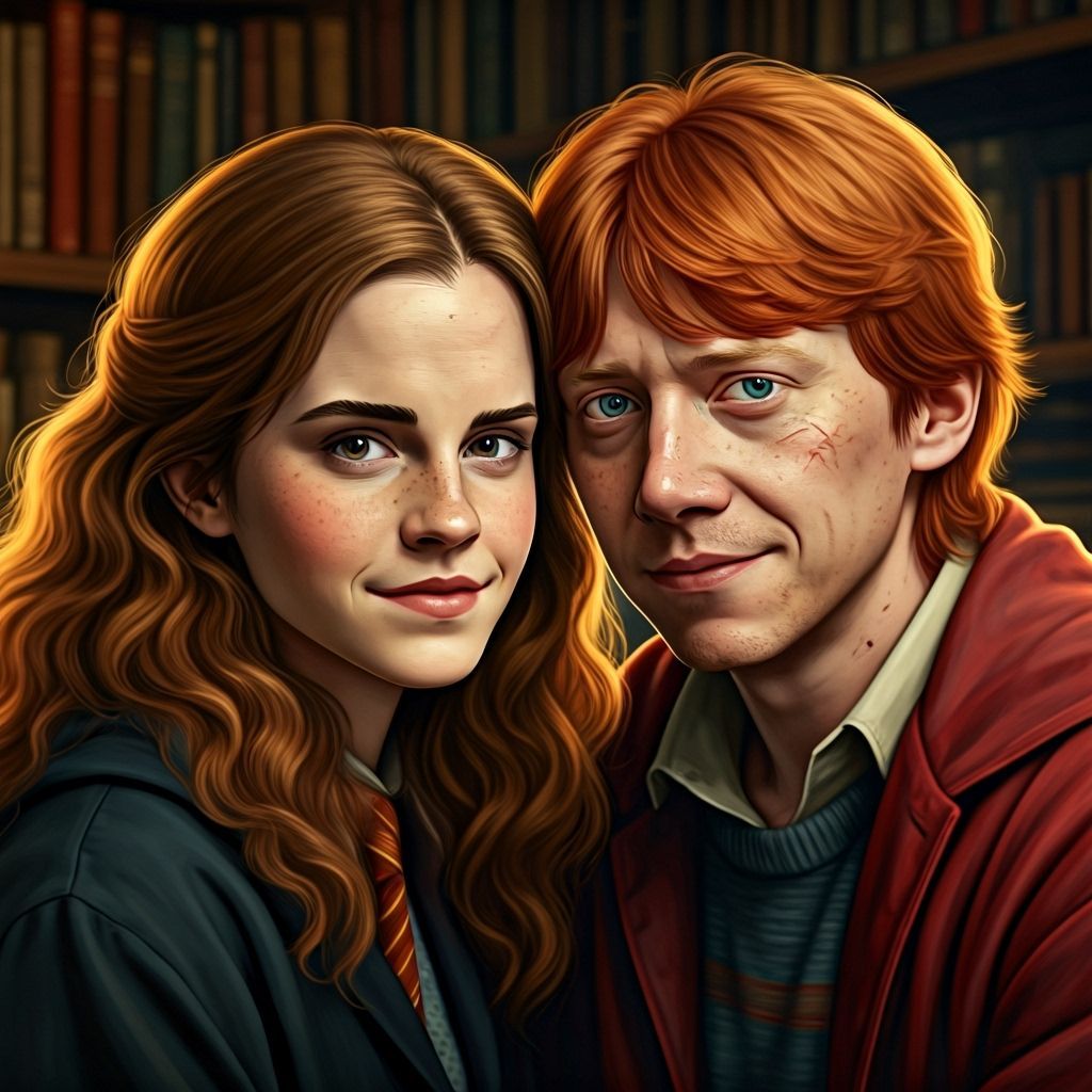 Hermione and Ron Weasley-Granger portrait
