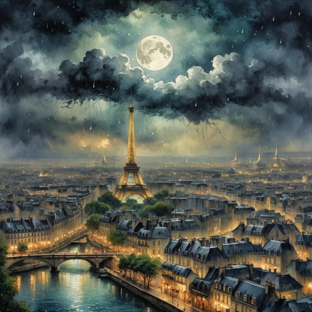 Storms Over Paris - AI Generated Artwork - NightCafe Creator