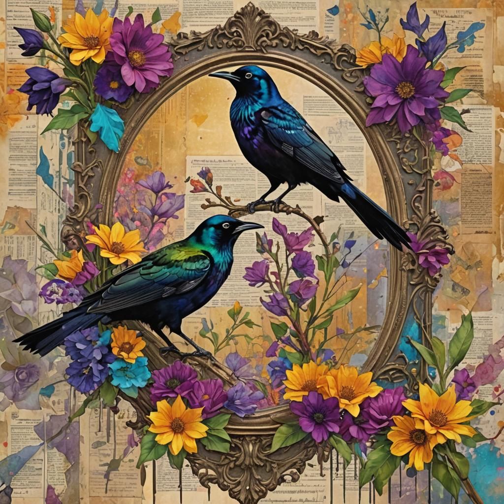 Grackle Collage - AI Generated Artwork - NightCafe Creator