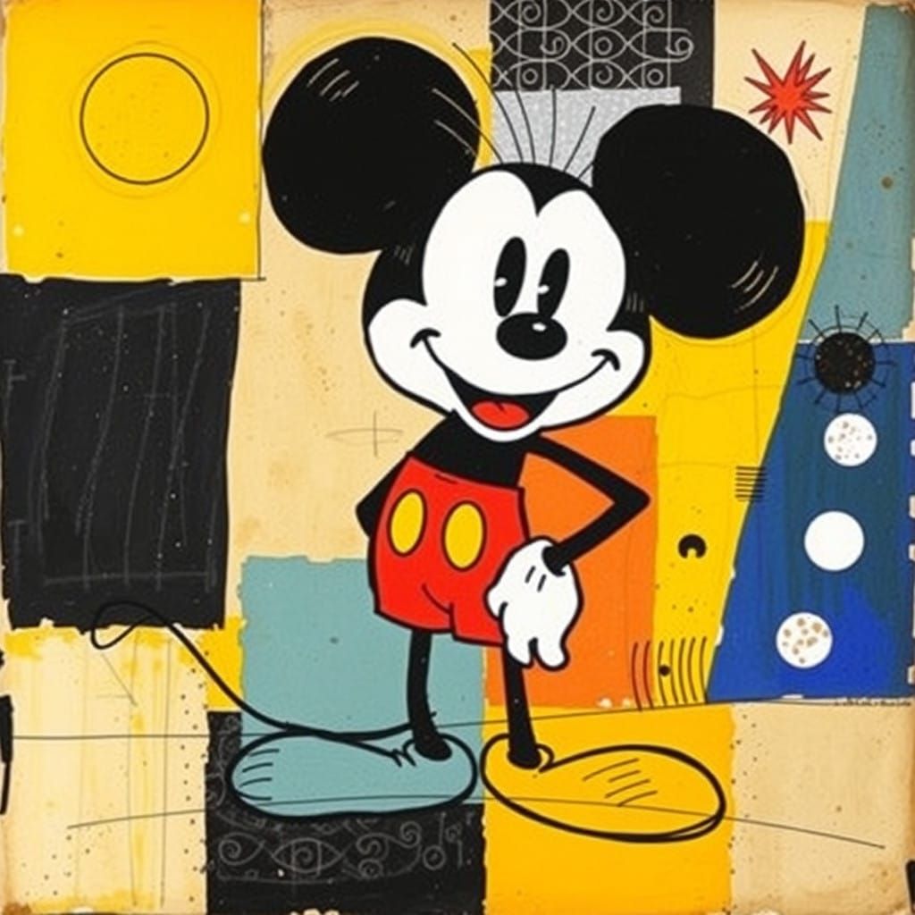 Mickey Mouse in Abstract Cubist Style - AI Art
