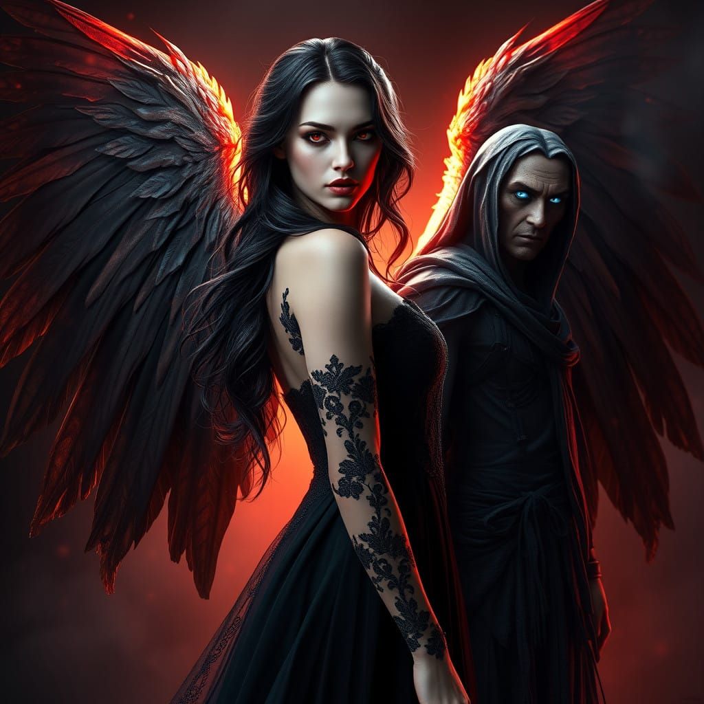 A half-vampire, half-human woman with alabaster skin, piercing crimson ...