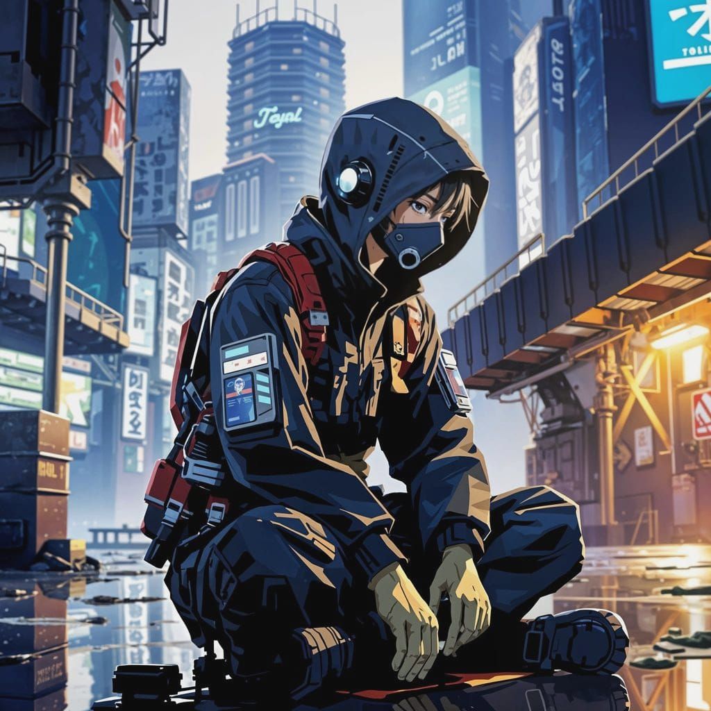 "Alone in Disrepair" 🦿 - Cyberpunk Vagrant in Abandoned Tok...