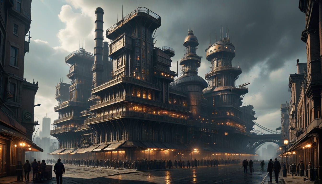 urban towers - Surreal Steampunk Metropolis in Ruin