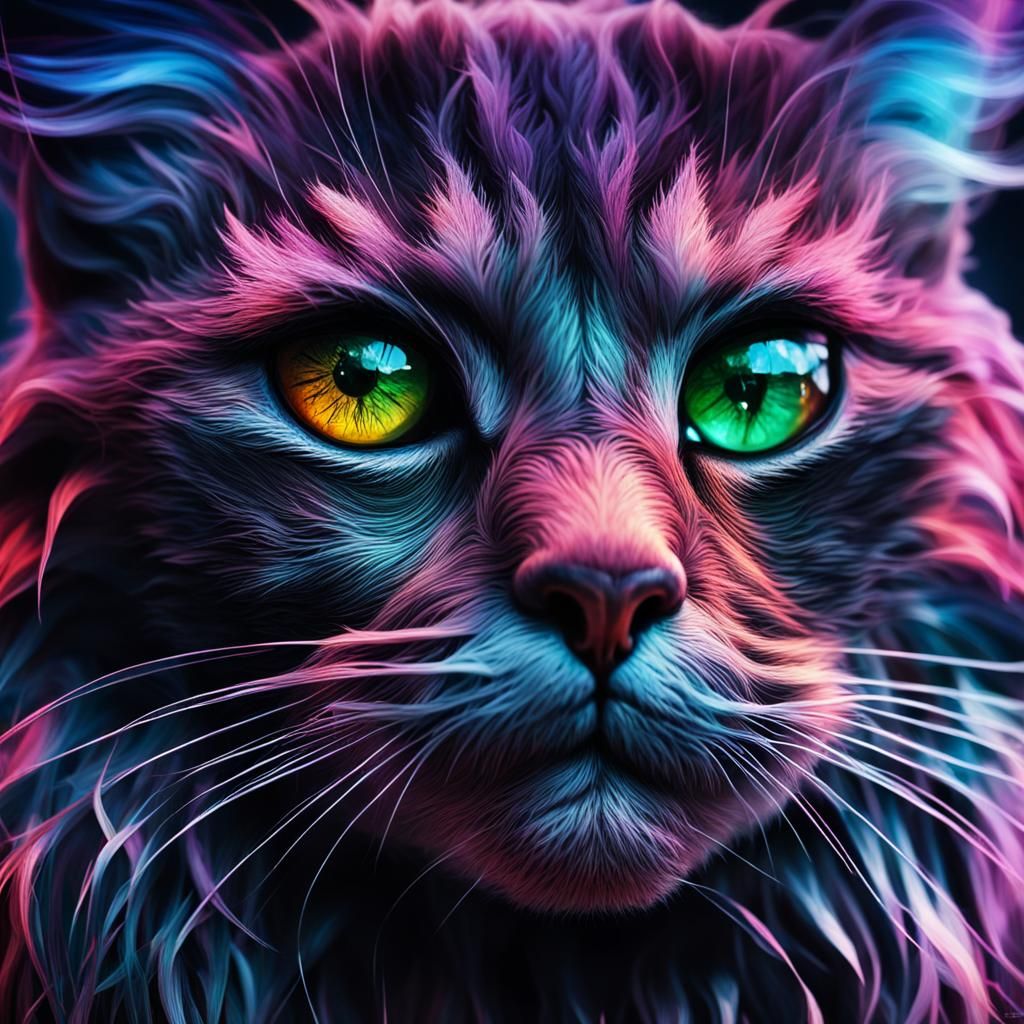 crystal cat, big, Dark Fantasy, illustration, massive scale, Cinema4D ...