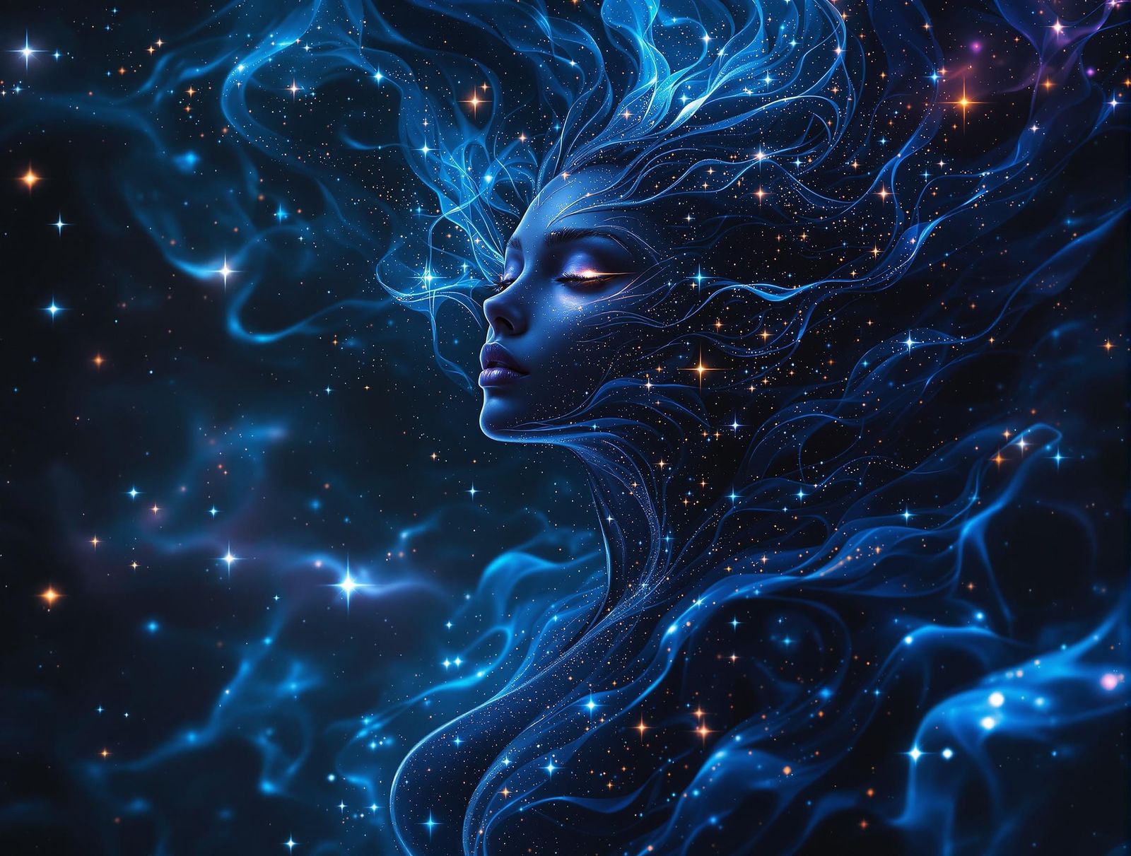 Ethereal Dark Matter Goddess in Cosmic Void - AI Art