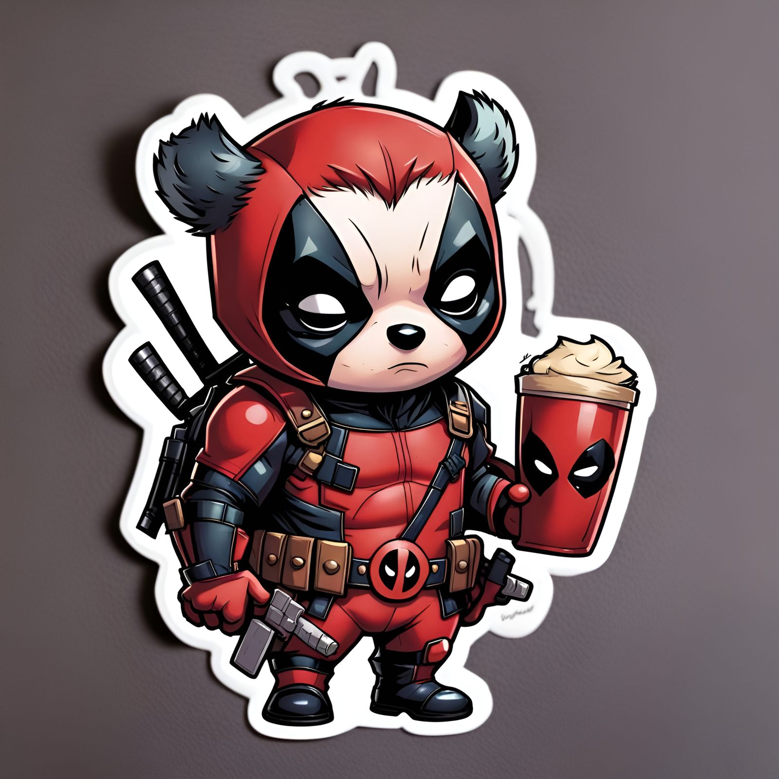 Chibi badger dressed as deadpool, sticker - AI Generated Artwork ...