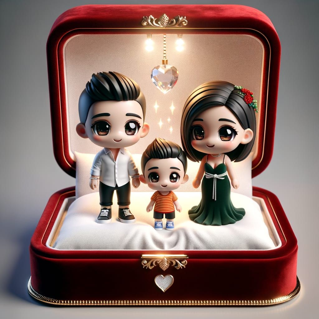 Chibi Family Collectible Figurine Set in Luxury Di... - AI Art