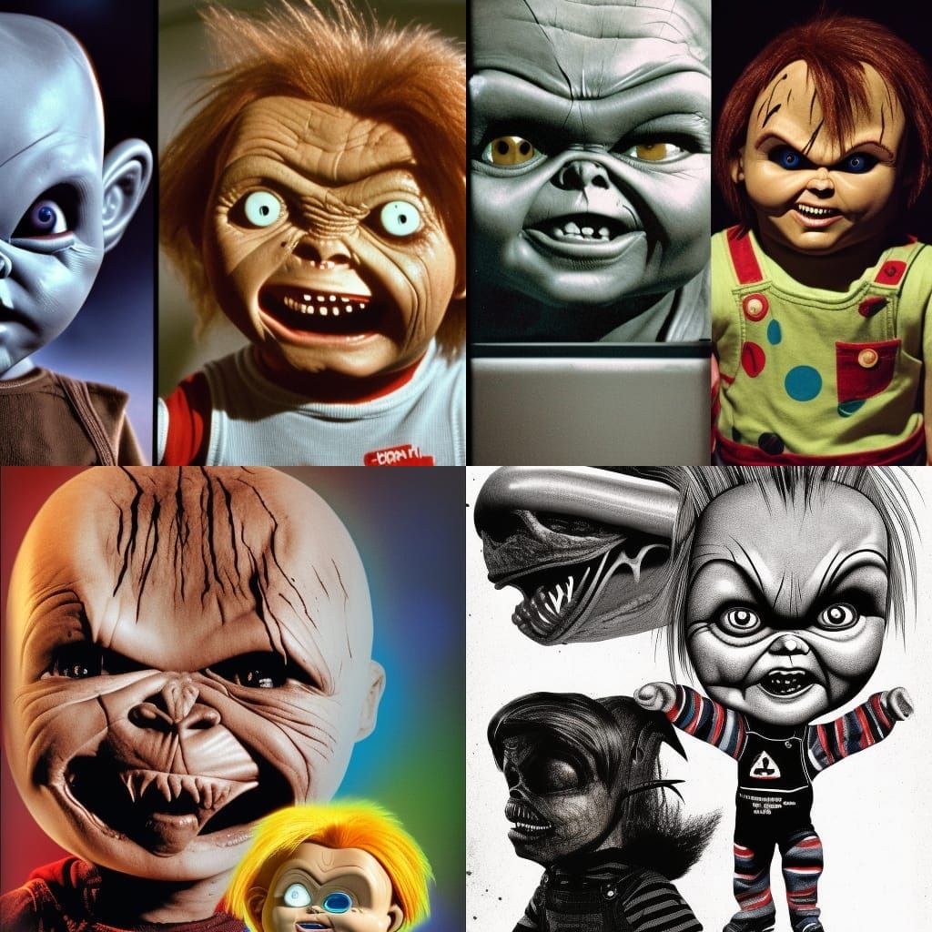 Alien vs. Chucky - AI Generated Artwork - NightCafe Creator