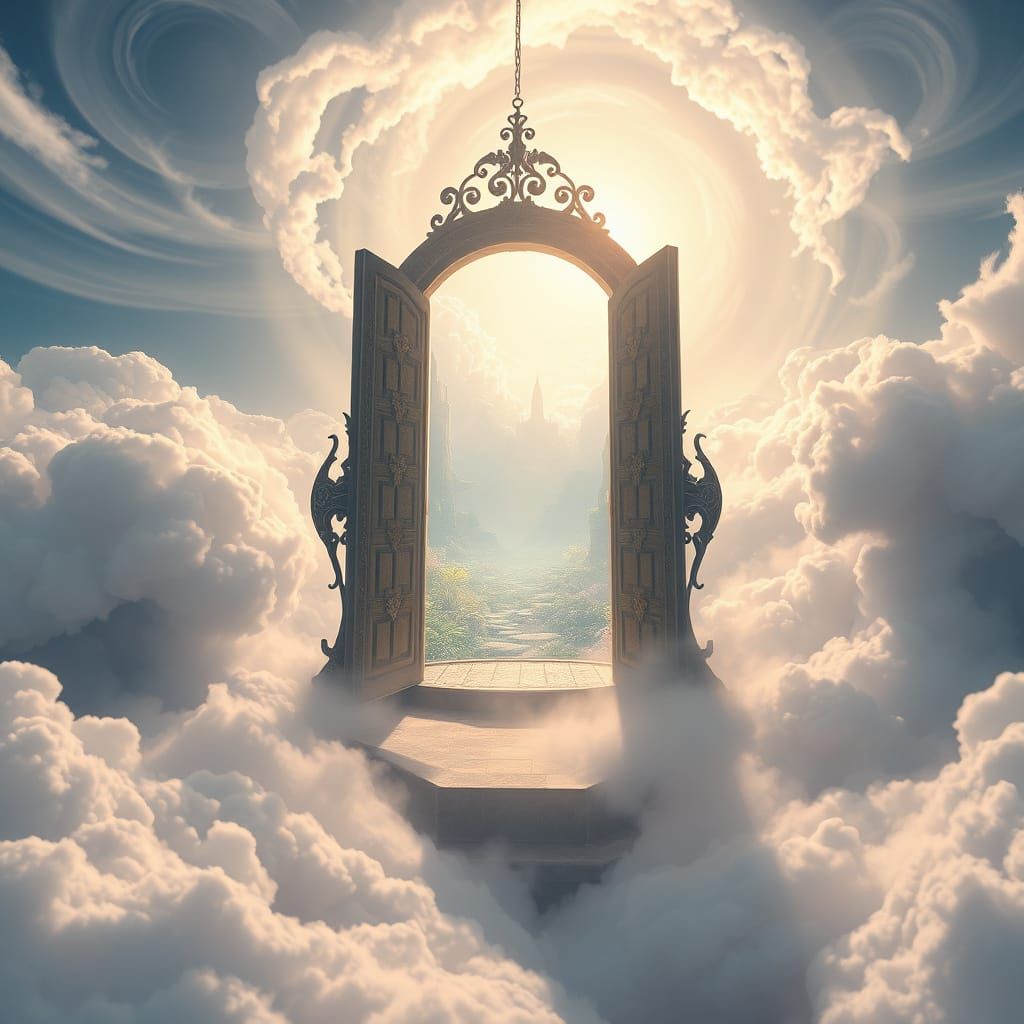 For today's challenge, picture a floating door sus... - AI Art