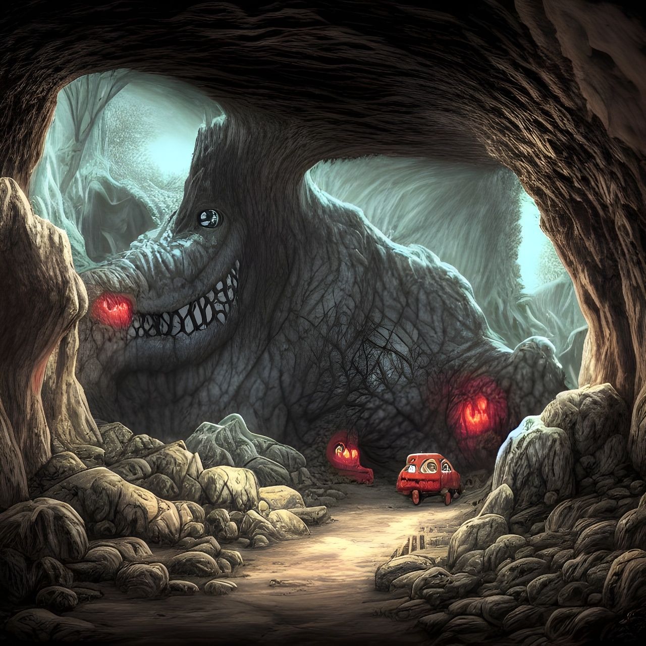 Monster cave - AI Generated Artwork - NightCafe Creator