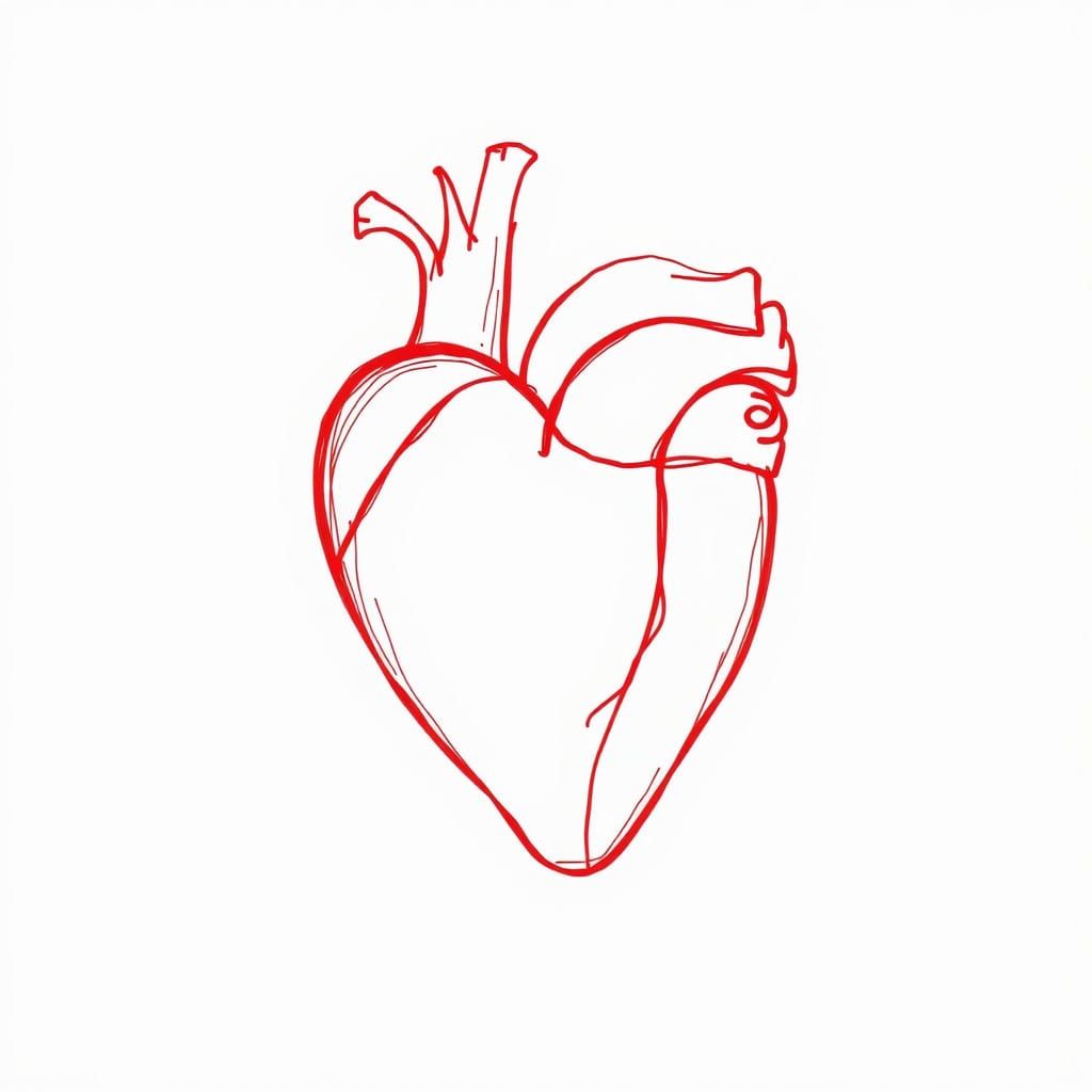 Red line heart drawing - Red line heart drawing