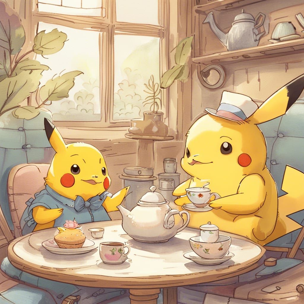 Battle Damaged Pikachu’s Tea Party - AI Generated Artwork - NightCafe ...