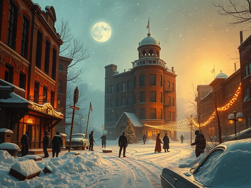 (1950s Nuclear Winter Blizzard In The Apocalyptic Dystopian Fallout ...