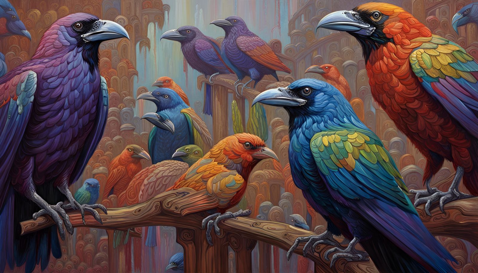 Rainbow Ravens - AI Generated Artwork - NightCafe Creator
