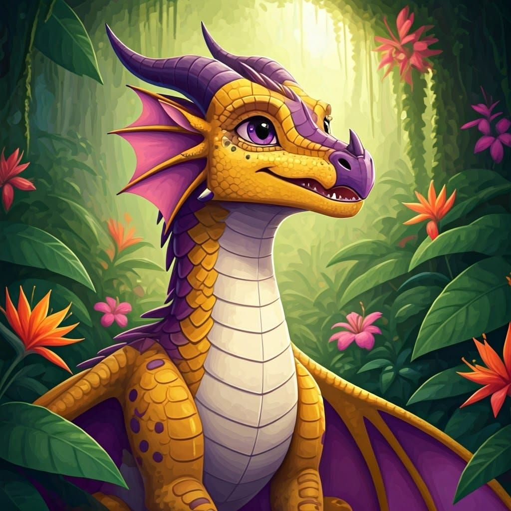 Kinkajou, the Rainwing dragon - Vibrant Rainforest Fantasy w...