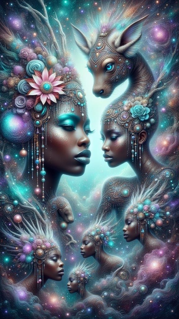 Whimsical human shells with curvaceous, organic bodies, adorned with ...