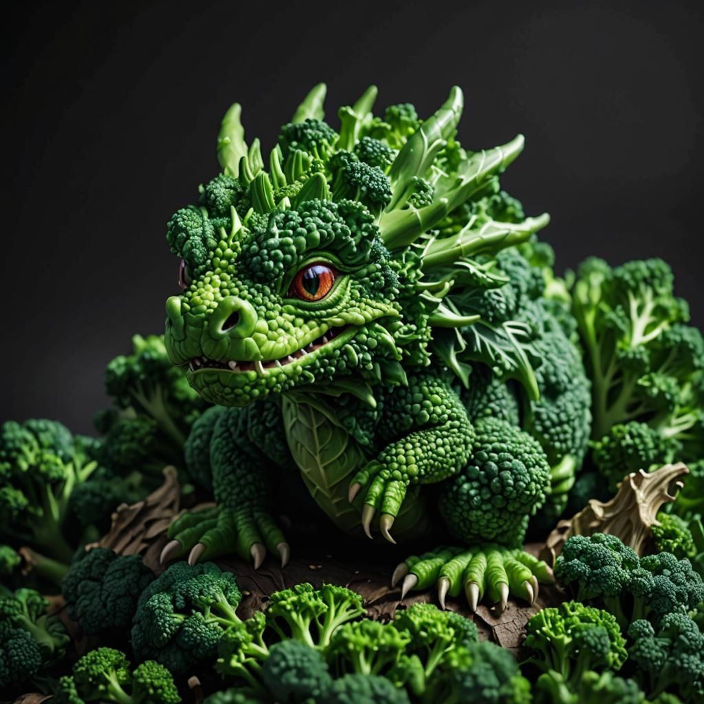 Dragon made of broccoli chibi - AI Generated Artwork - NightCafe Creator