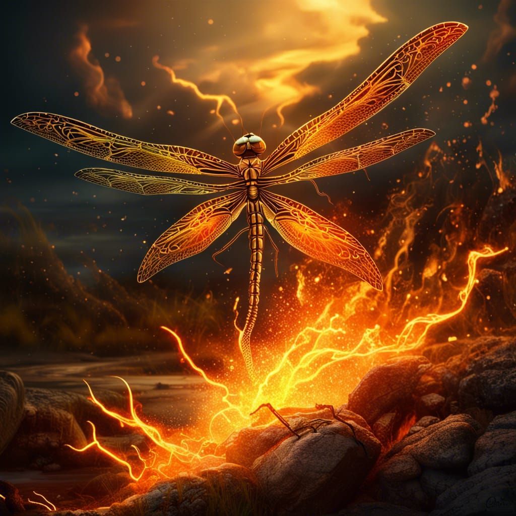 Fantasy Fire dragonfly - AI Generated Artwork - NightCafe Creator