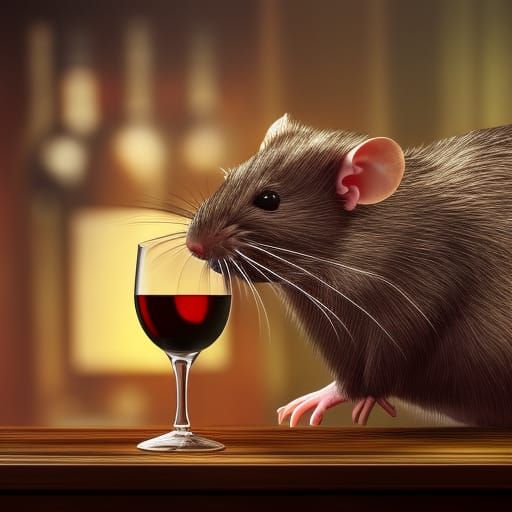 rat in a glass of red wine - AI Generated Artwork - NightCafe Creator