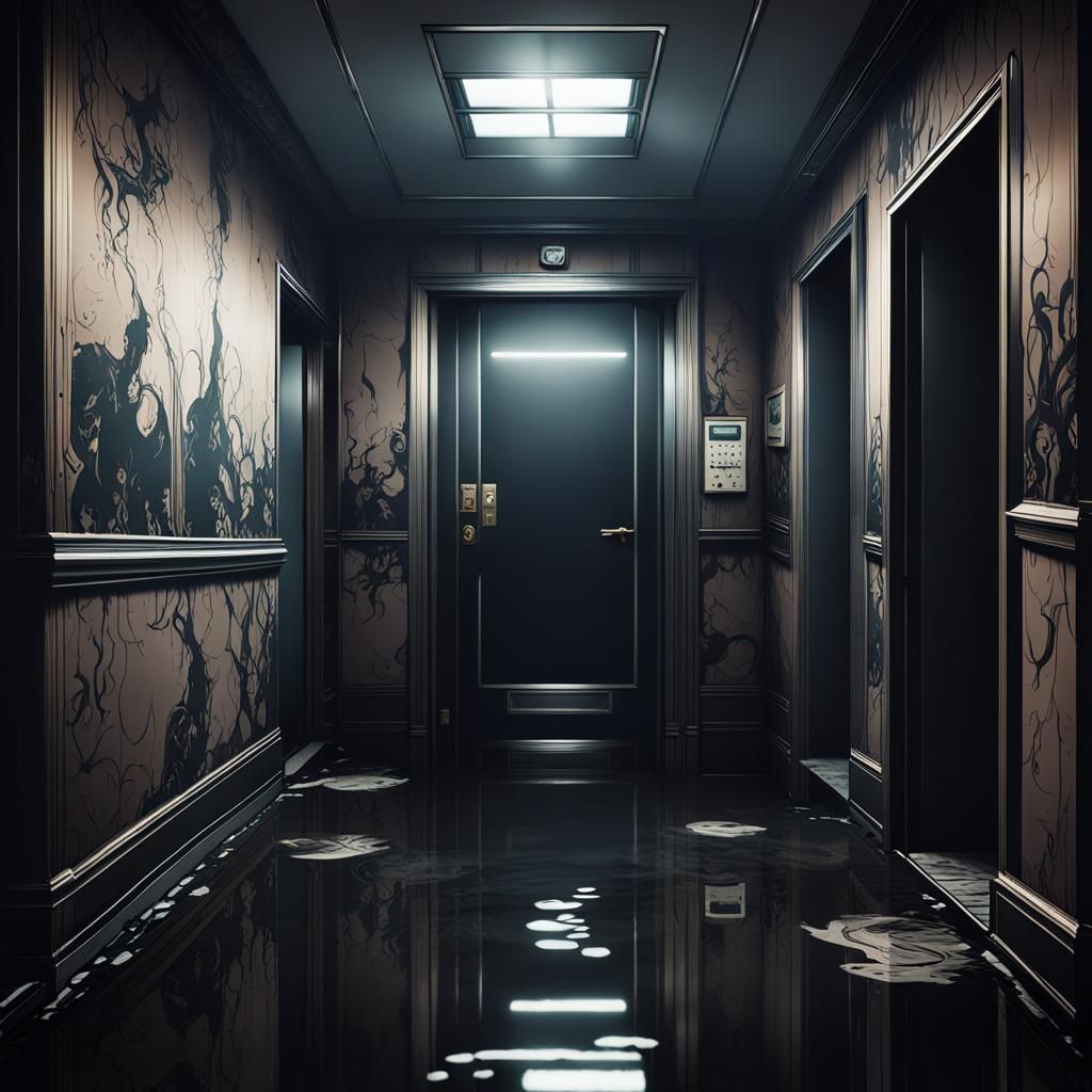 Flooded Hotel Hallway 2 - AI Generated Artwork - NightCafe Creator
