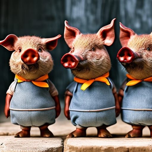 Funny Three Little Pigs - AI Generated Artwork - NightCafe Creator