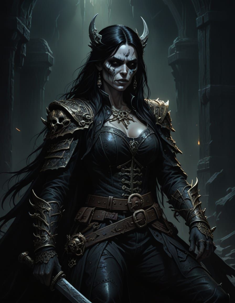 Demonic Warrior Queen - Dark Fantasy Pirate Queen in Epic Ba...