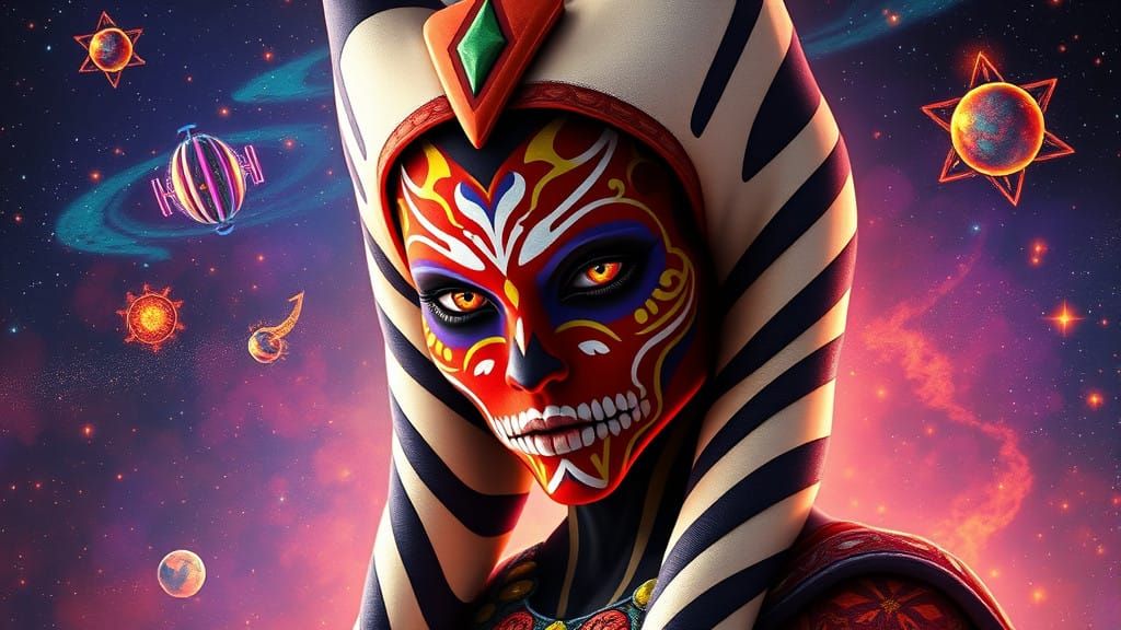 Ahsoka as Vibrant Goddess of the Dead in Día de lo... - AI Art