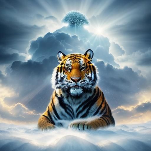 Tiger in a clouds - AI Generated Artwork - NightCafe Creator