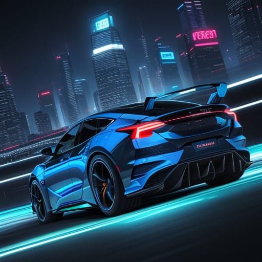 Gear Turbo car - High-Tech Speedster in Neon-Lit Cityscape