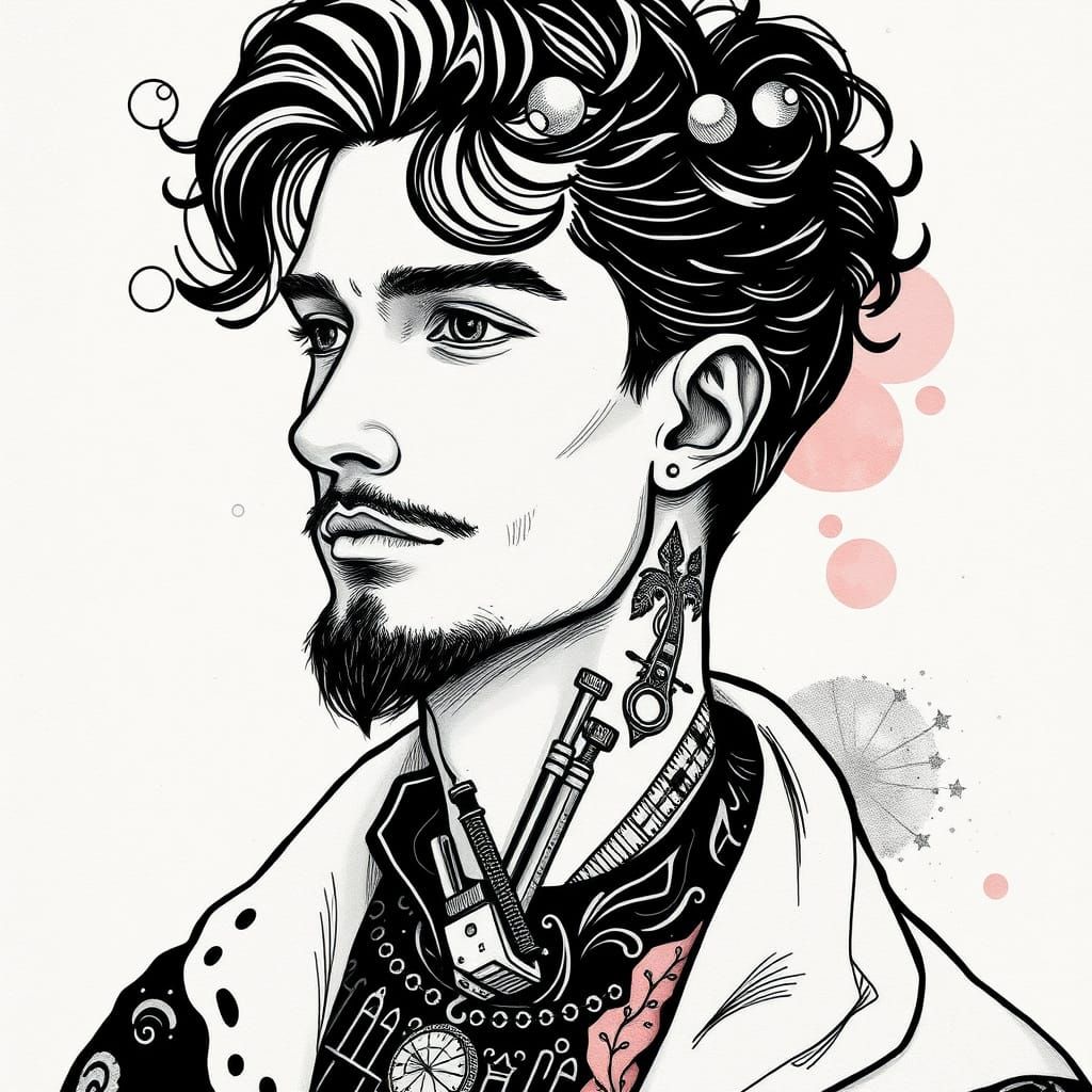 Minimalist Portrait in Elegant, Hand-Drawn Lines - AI Art